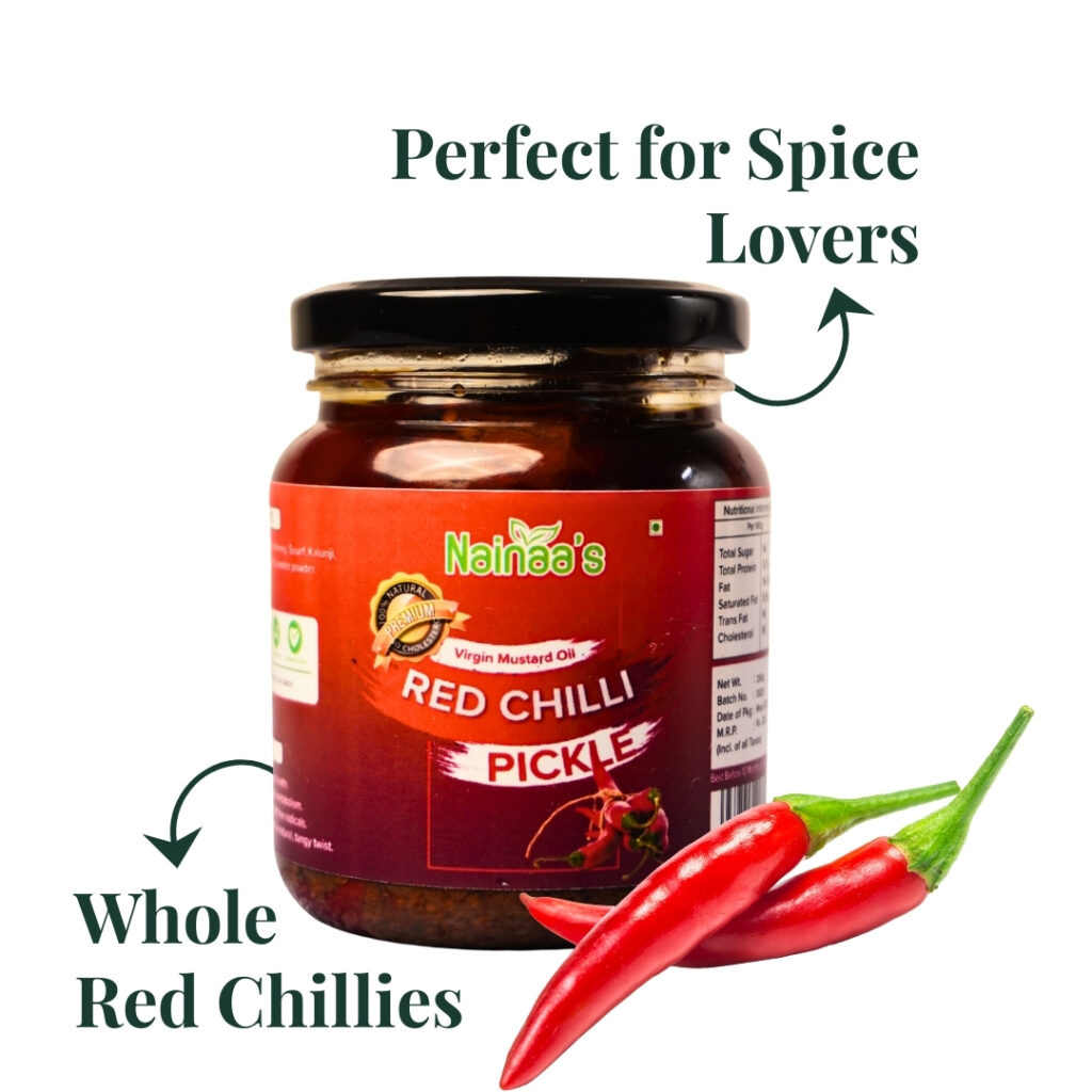 Red Chilli Pickle – PET Jar - Nainaa’s Kitchen | 100% Natural