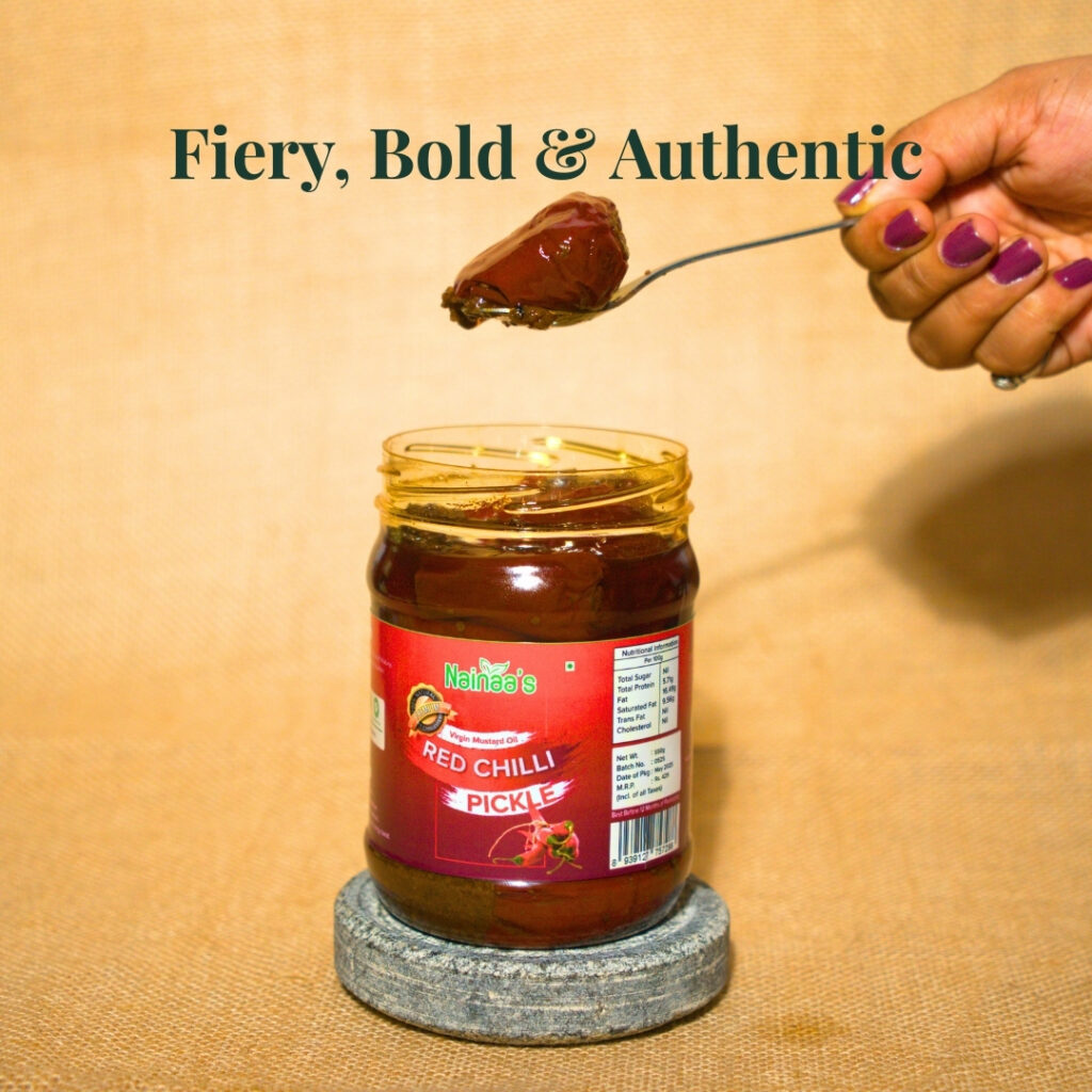 Red Chilli Pickle – PET Jar - Nainaa’s Kitchen | 100% Natural